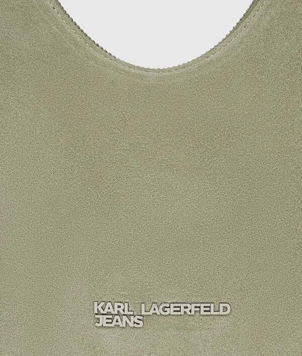 Karl Lagerfeld Rounded Suede Hobo Bag - Tea