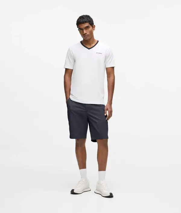 Karl Lagerfeld Tailored Bermuda Shorts With Monogram Detail - Navy