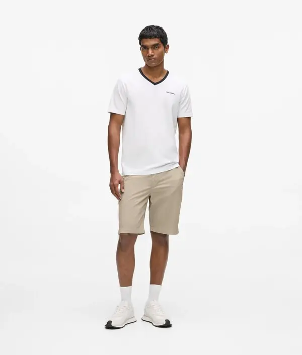 Karl Lagerfeld Tailored Bermuda Shorts With Monogram Detail - Sand