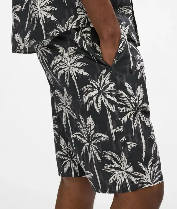Karl Lagerfeld Palm Print Cotton Shorts