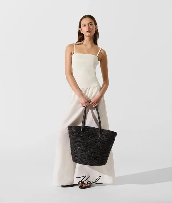 Karl Lagerfeld Autograph Raffia Beach Tote