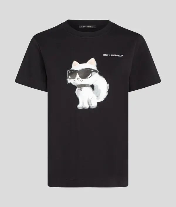 Karl Lagerfeld Organic Cotton T-shirt With Ikon Choupette Graphic