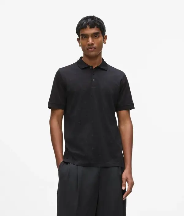 Karl Lagerfeld Monogram Polo Shirt - Black