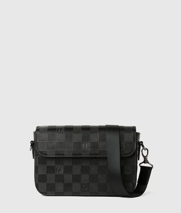 Karl Lagerfeld Monogram Checkerboard Crossbody Bag - Black