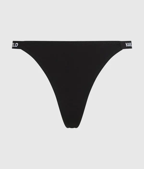 Karl Lagerfeld Logo High-leg Thong - Black