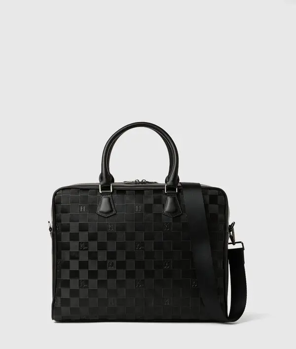 Karl Lagerfeld Monogram Checkerboard Laptop Bag - Black