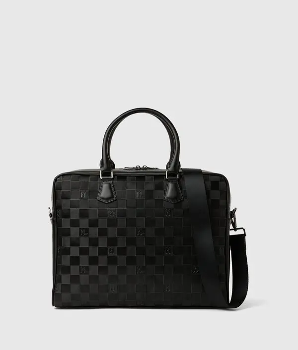 Karl Lagerfeld Monogram Checkerboard Laptop Bag - Black