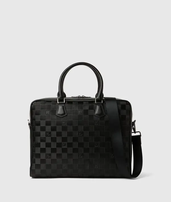 Karl Lagerfeld Monogram Checkerboard Laptop Bag - Black