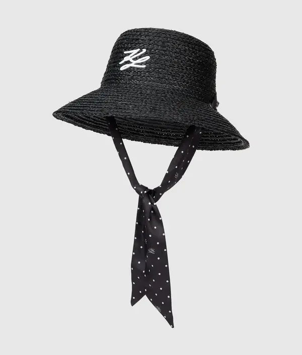 Karl Lagerfeld Autograph Raffia Beach Bucket Hat