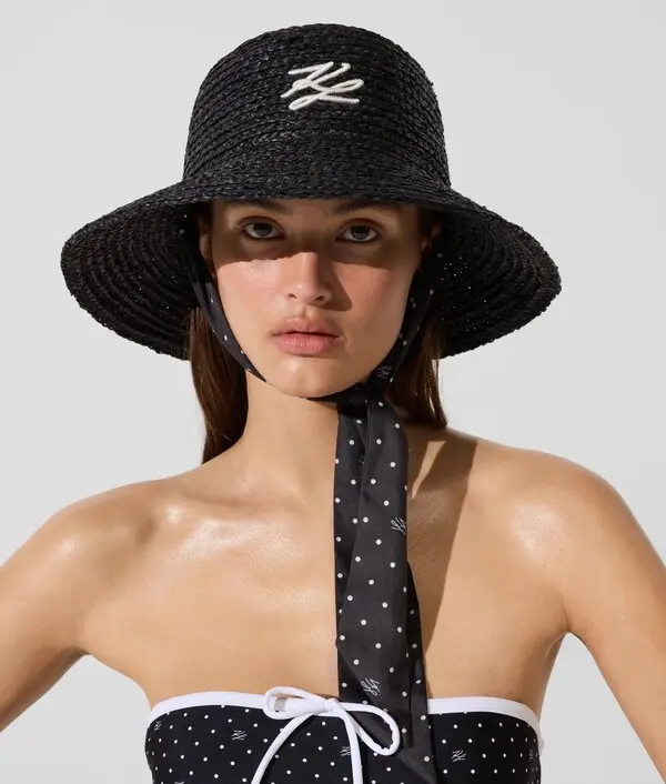 Karl Lagerfeld Autograph Raffia Beach Bucket Hat