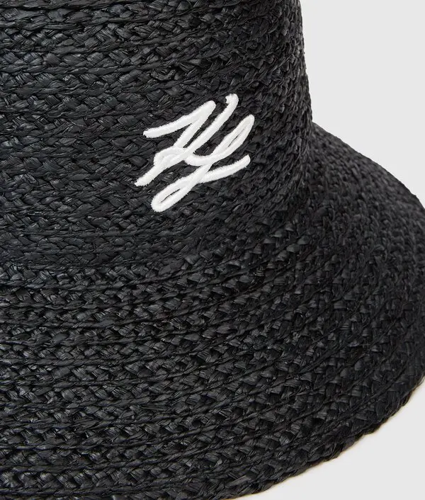 Karl Lagerfeld Autograph Raffia Beach Bucket Hat