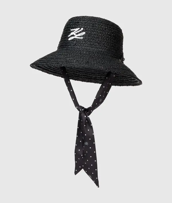 Karl Lagerfeld Autograph Raffia Beach Bucket Hat