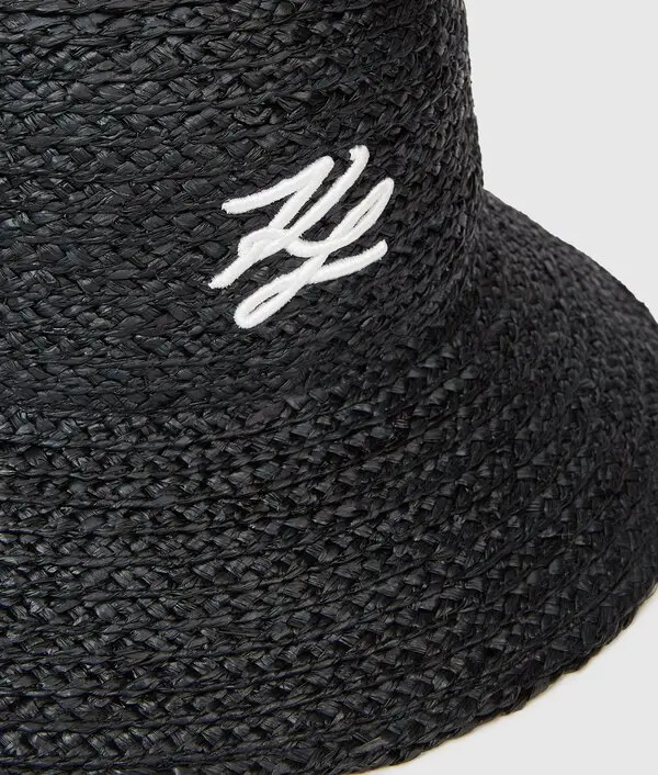 Karl Lagerfeld Autograph Raffia Beach Bucket Hat