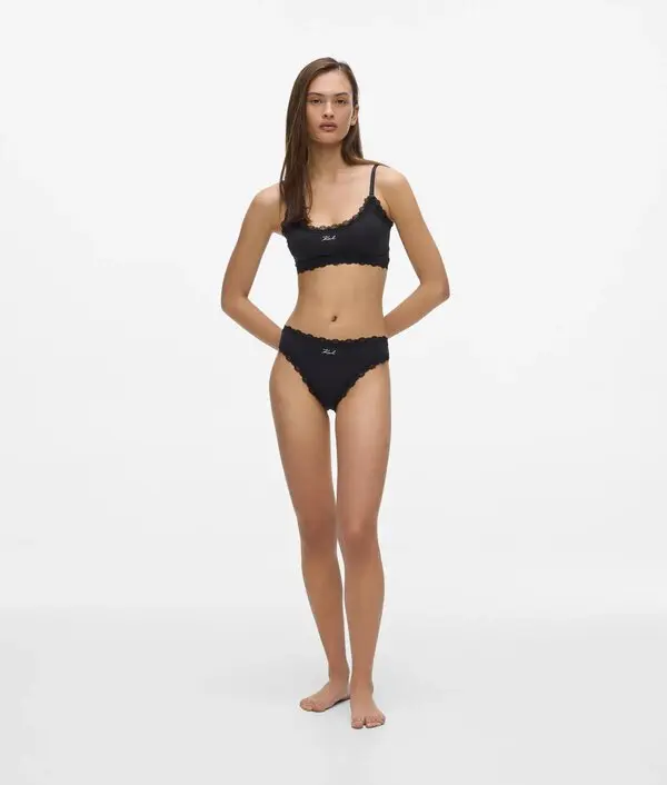 Karl Lagerfeld Signature Lace Trim Thong – 3-pack