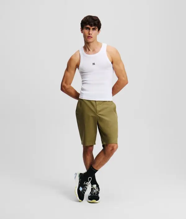 Karl Lagerfeld Monogram Ribbed Organic Cotton Tank Top