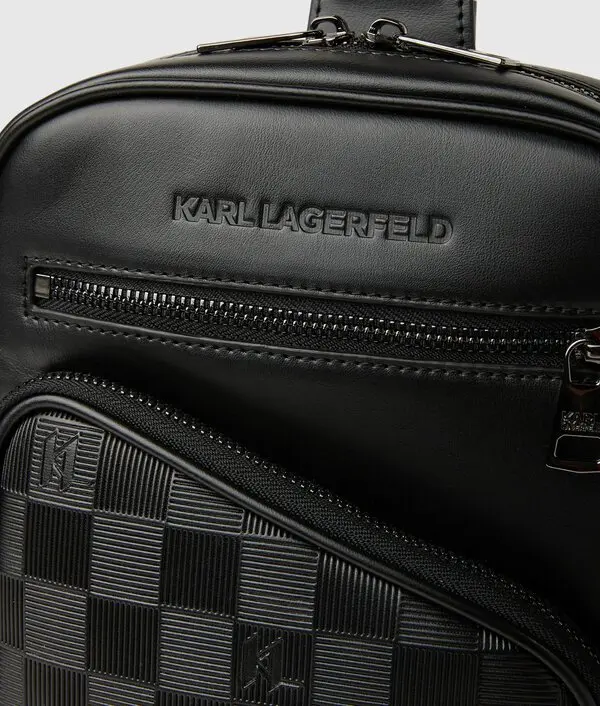 Karl Lagerfeld Monogram Checkerboard Vertical Crossbody Bag