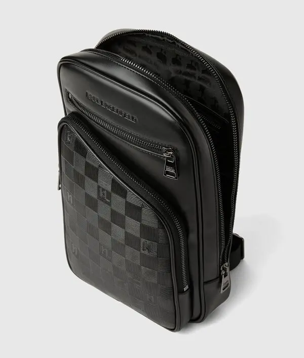 Karl Lagerfeld Monogram Checkerboard Vertical Crossbody Bag