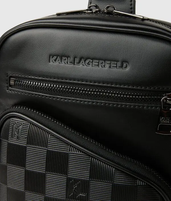 Karl Lagerfeld Monogram Checkerboard Vertical Crossbody Bag