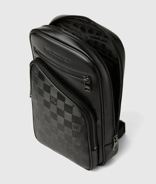 Karl Lagerfeld Monogram Checkerboard Vertical Crossbody Bag