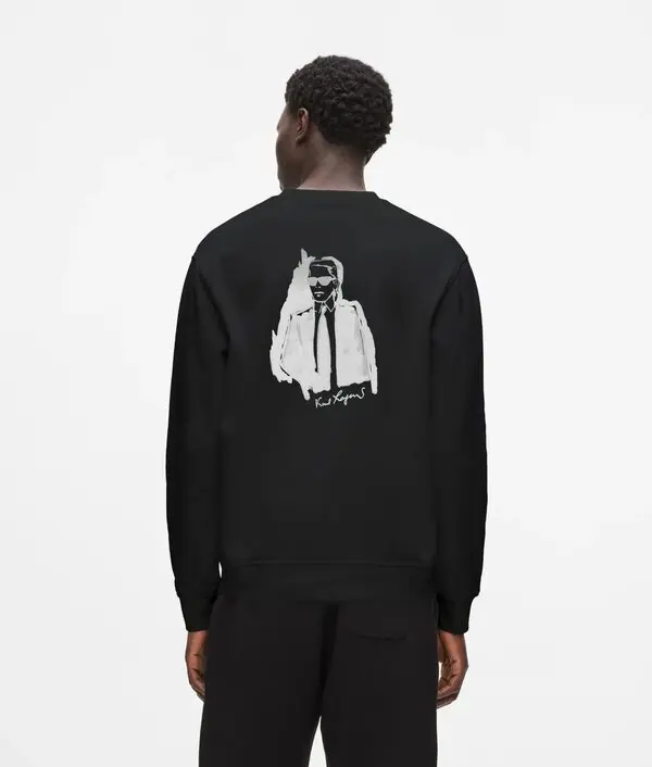 Karl Lagerfeld Cotton Blend Sweatshirt With Graphic Portrait Print