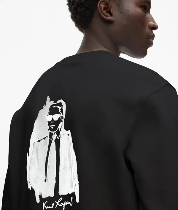 Karl Lagerfeld Cotton Blend Sweatshirt With Graphic Portrait Print