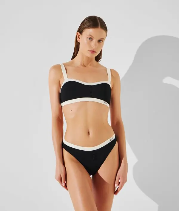 Karl Lagerfeld Monochrome Bandeau Bikini Top - White/black