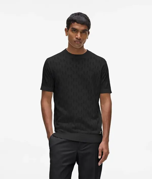 Karl Lagerfeld Monogram Short-sleeved Sweater - Black