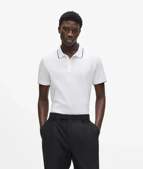 Karl Lagerfeld Textured Polo Shirt - White