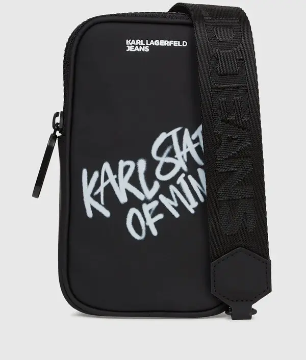 Karl Lagerfeld Printed Polyurethane Pouch - Black