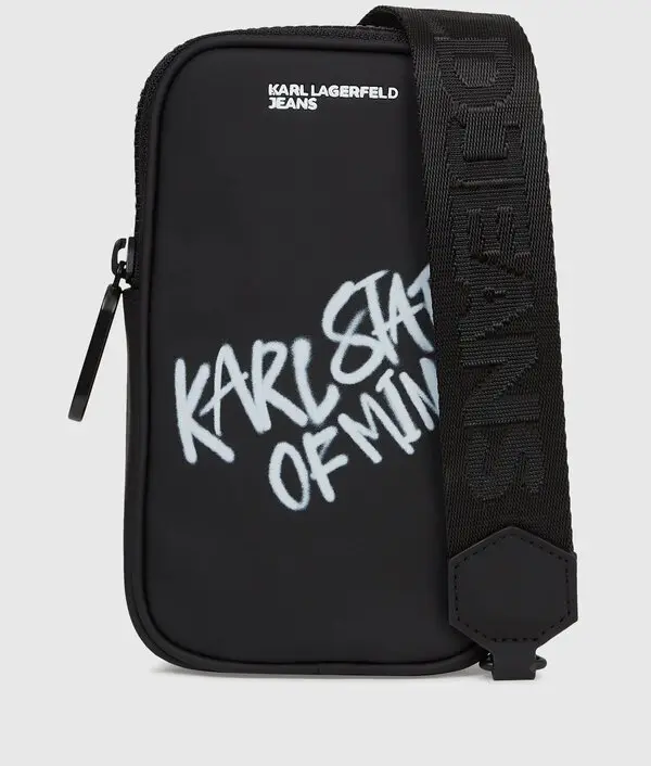 Karl Lagerfeld Printed Polyurethane Pouch - Black