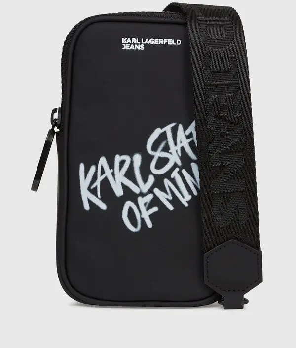 Karl Lagerfeld Printed Polyurethane Pouch - Black