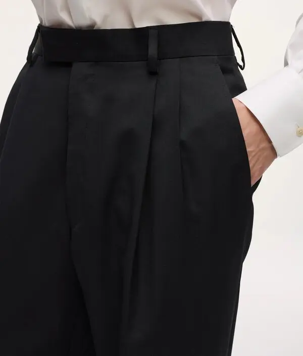 Karl Lagerfeld Double Pleat Virgin Wool Trousers