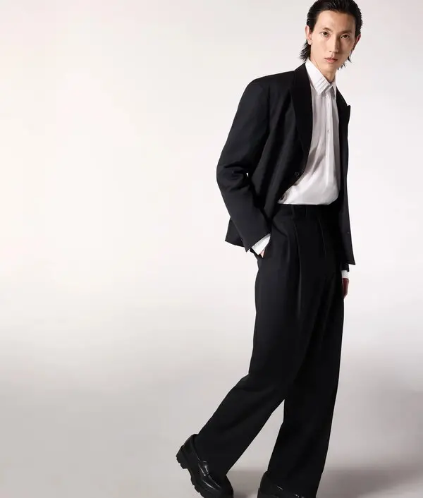 Karl Lagerfeld Double Pleat Virgin Wool Trousers