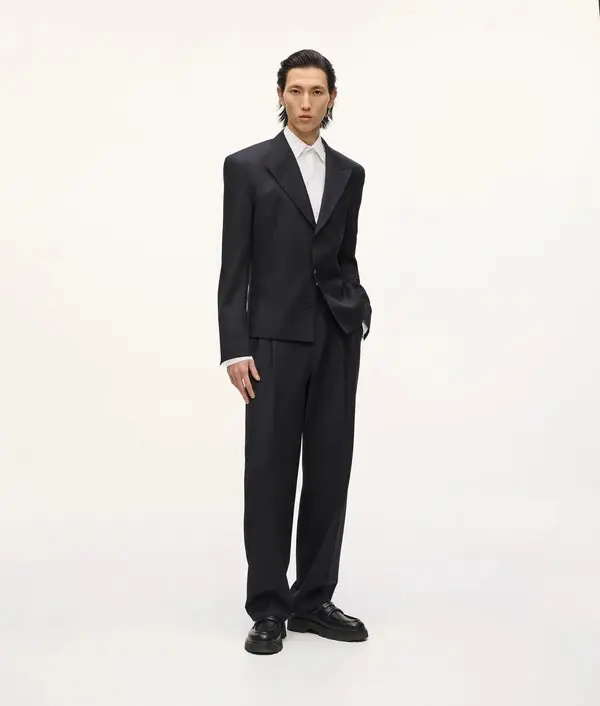 Karl Lagerfeld Double Pleat Virgin Wool Trousers