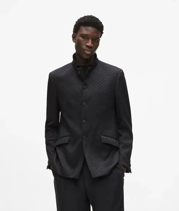 Karl Lagerfeld Textured Stand Collar Jacket