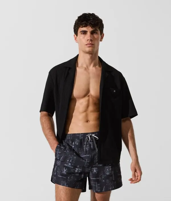Karl Lagerfeld Textured Beachwear Shirt - Black