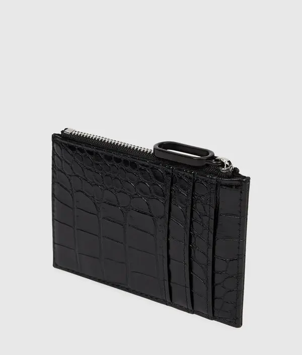 KL JEANS Metal Logo Croco Cardholder - Black