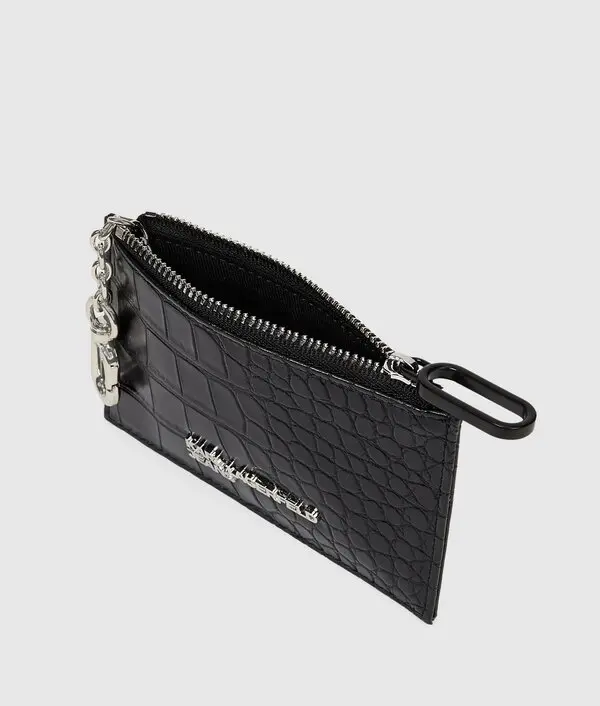 KL JEANS Metal Logo Croco Cardholder - Black