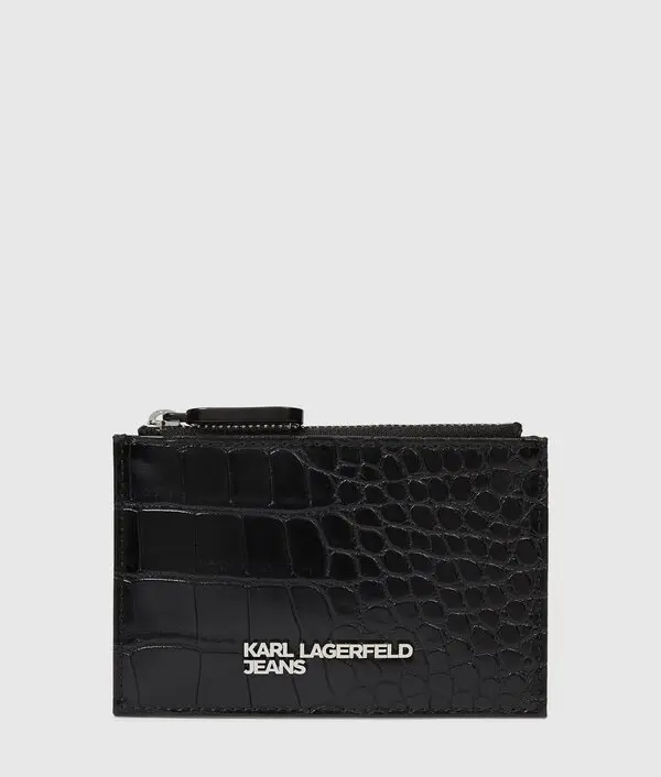 KL JEANS Metal Logo Croco Cardholder - Black
