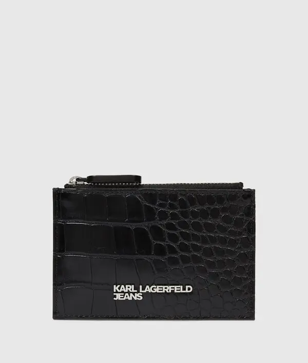 KL JEANS Metal Logo Croco Cardholder - Black