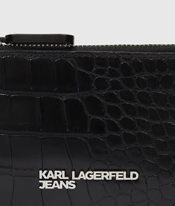 KL JEANS Metal Logo Croco Cardholder - Black