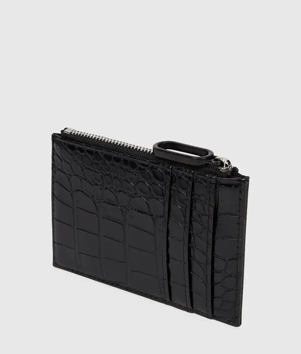 KL JEANS Metal Logo Croco Cardholder - Black