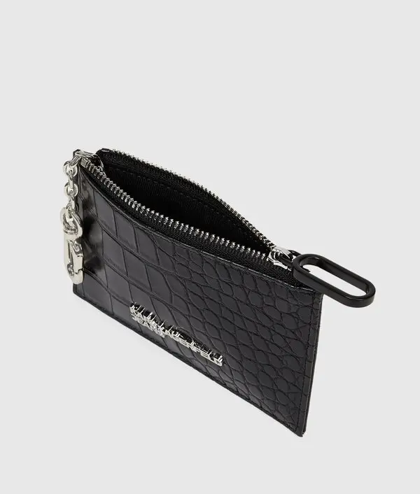 KL JEANS Metal Logo Croco Cardholder - Black