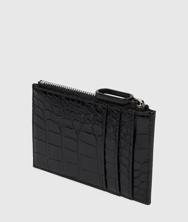 Karl Lagerfeld Metal Logo Croco Cardholder - Black