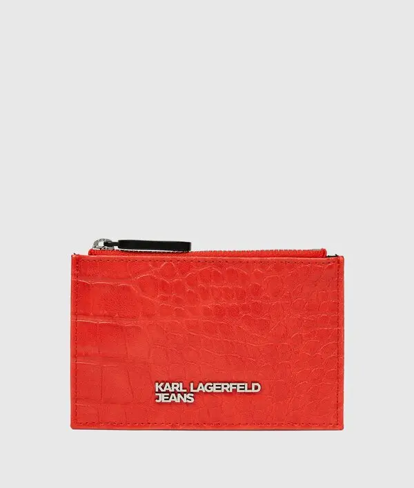 KL JEANS Metal Logo Croco Cardholder - High Risk Red