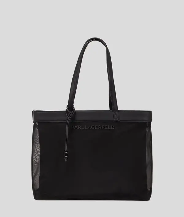 Karl Lagerfeld Logo Mesh Tote Bag - Black