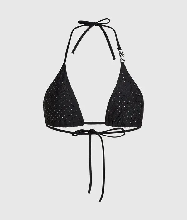 Karl Lagerfeld Rhinestone Triangle Bikini Top - Black
