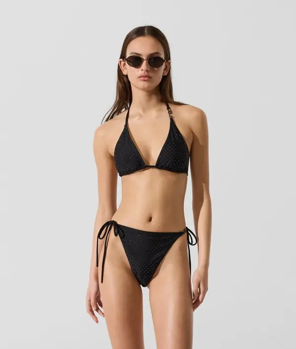 Karl Lagerfeld Rhinestone Triangle Bikini Top - Black