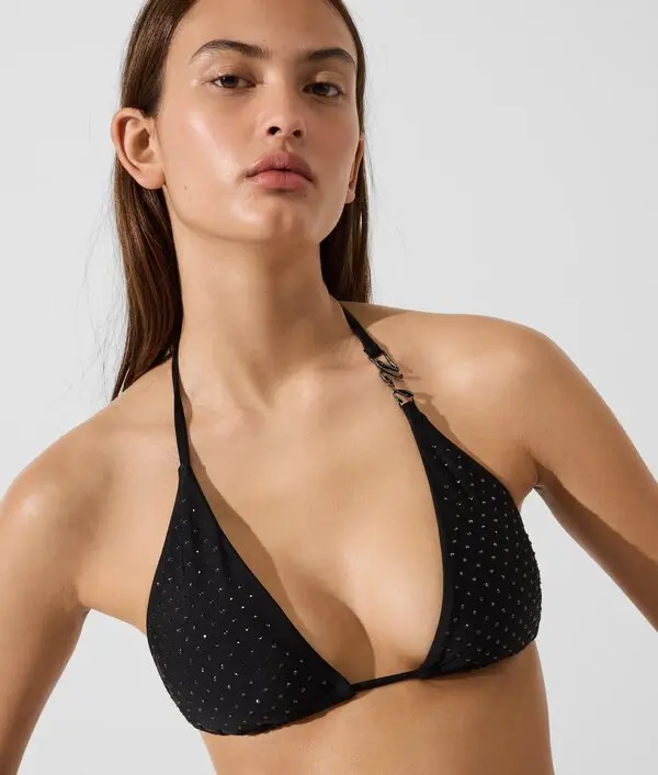 Karl Lagerfeld Rhinestone Triangle Bikini Top