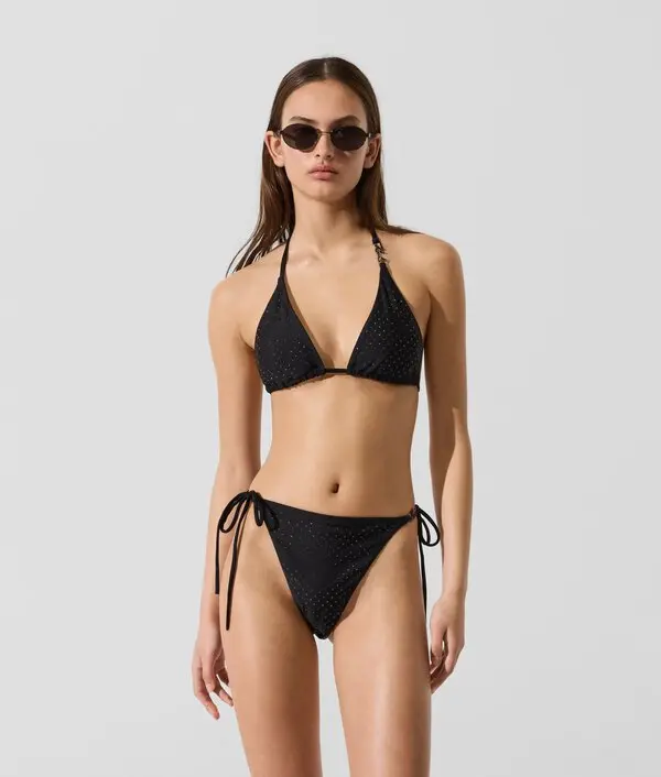 Karl Lagerfeld Rhinestone Triangle Bikini Top - Black